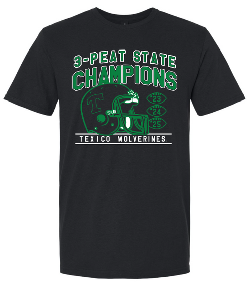 Texico Wolverines State Football 3 Peat- FRONT ONLY – Branded Screen ...
